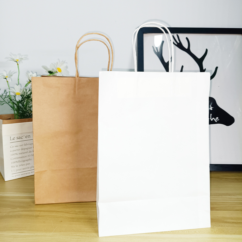 Custom Printed Kraft Paper Bags with Handle Eco Friendly Recyclable ...
