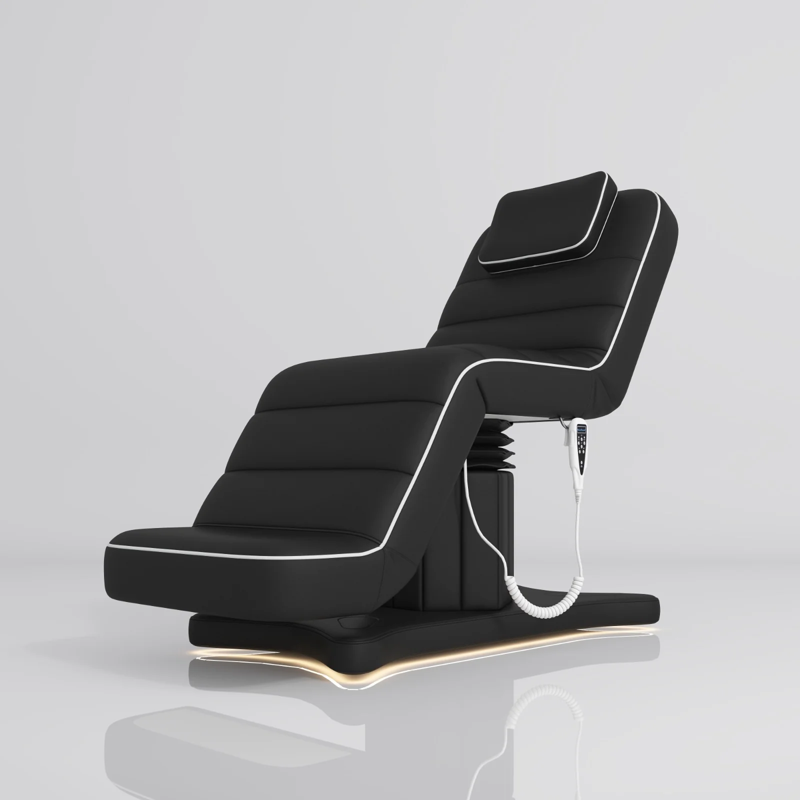 Black 3 Motors Luxury Curved Lash Beauty Bed New Modern Ergonomic Base ...