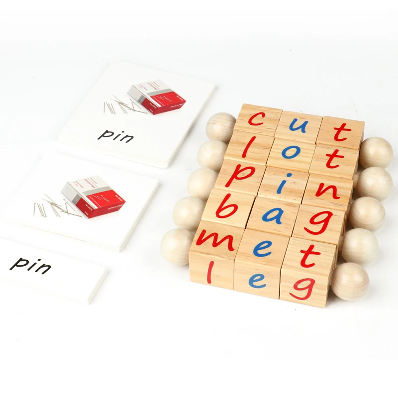 Kids Wooden Montessori Alphabet Cube Toy with Cards | LEADERJOY