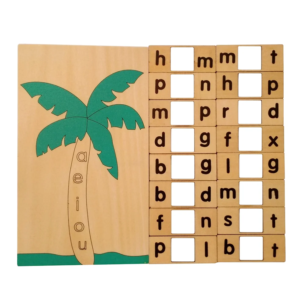 Wooden Kids Learning Educational Coconut Tree Vowel Game | LEADERJOY