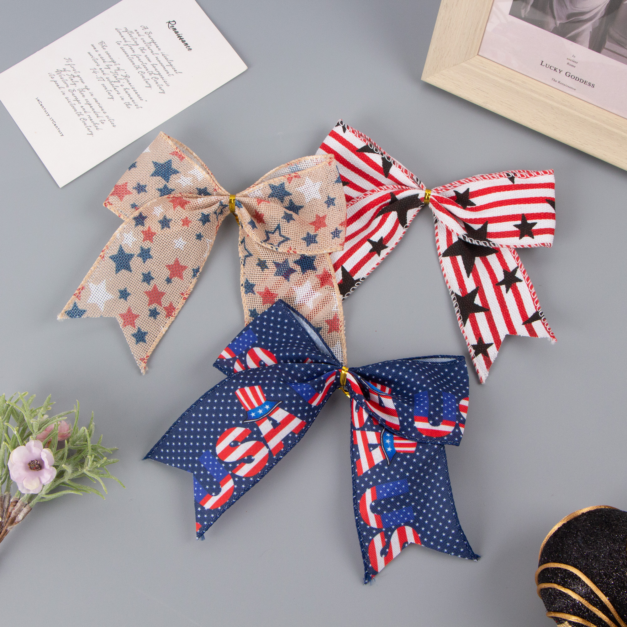 Custom Big Ribbon Bow Patriotic Bows National Day Decorative Ribbon Bow ...
