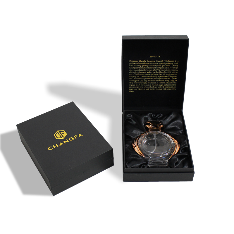 Perfume Black Paperboard Clamshell Box Velvet Foam Insert - Changfa Packing