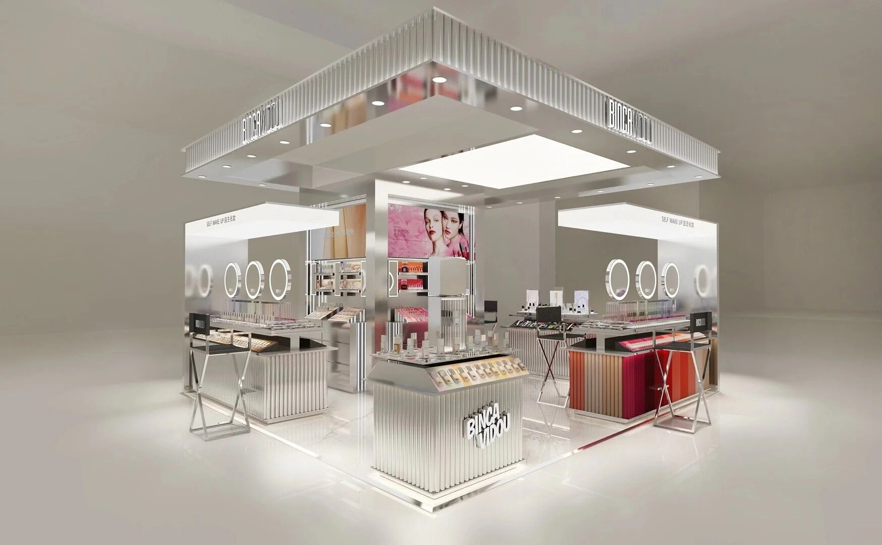 High-End Perfume Showcase Customization Exclusive Cosmetic Kiosk Design ...