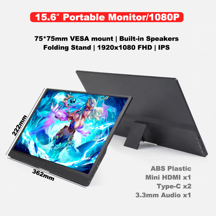 Monitor portátil de 15,6" 1920x1080 Tipo C, monitor externo OEM/ODM ...