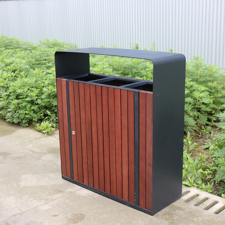 OEM Low Price Wood Trash Bin Outdoor Garden Wooden Trash Can ...