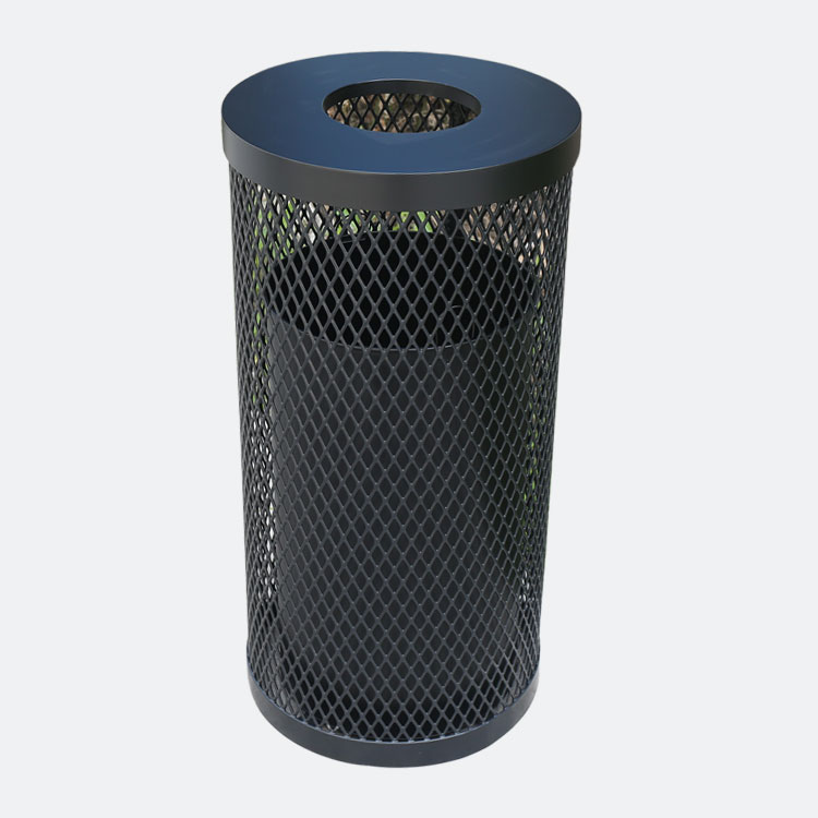 Buy Low Price Metal Trash Bin Public Expanded Metal Outdoor Black Round ...
