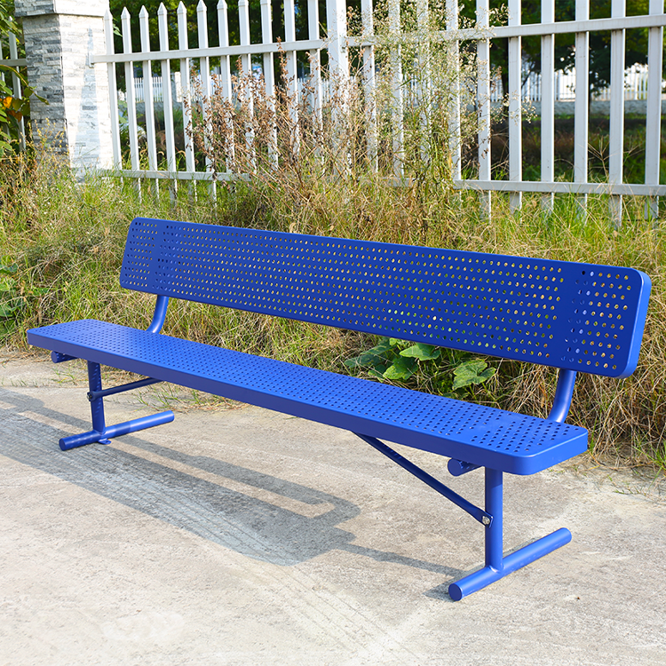 Outdoor Park Perforated Steel 6" 8" Public Garden Bench | Metal Bench