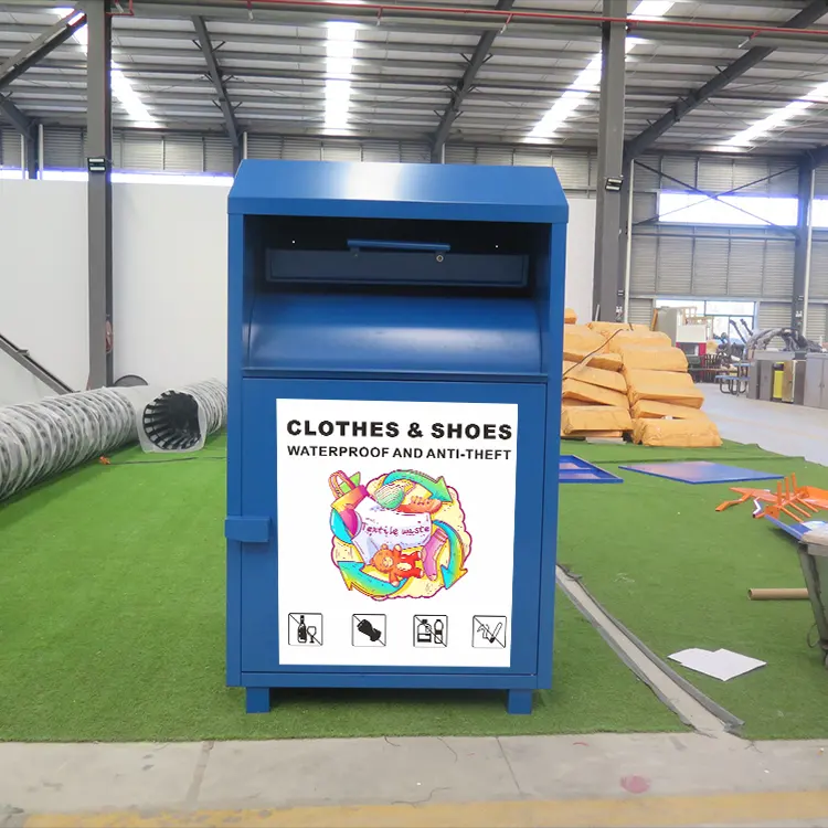 Large Outdoor Metal Clothing Donation Drop Off Collection Bins