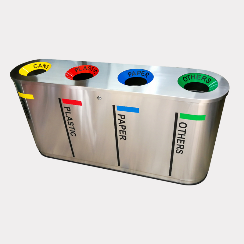 OEM Buy Metal Trash Bin Outdoor Garden 4 Compartment Dustbin ...