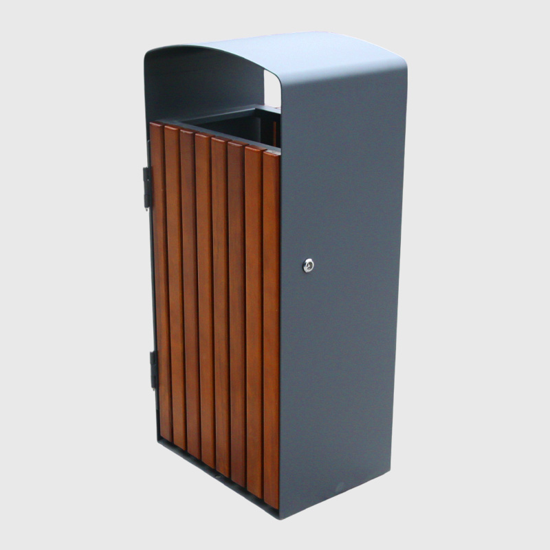 Custom Low Price Wood Trash Bin Outdoor Park Steel Wood Trash Bin ...