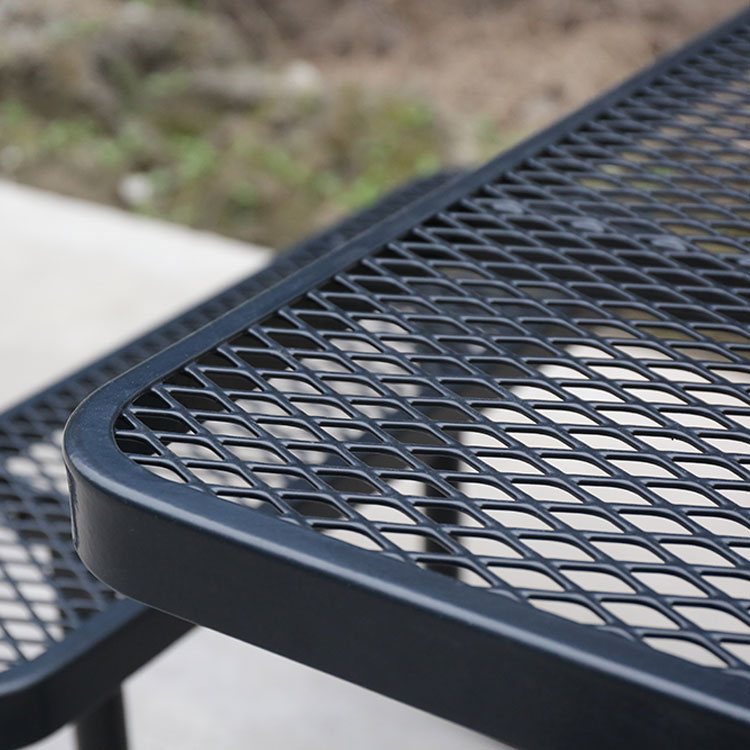 Outdoor 46" Expanded Metal Square Commercial Picnic Table with Bench | Arlau