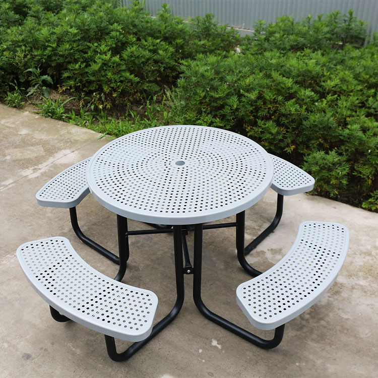 OEM Low Price Thermoplastic Coated Picnic Tables Round Perforated Metal ...