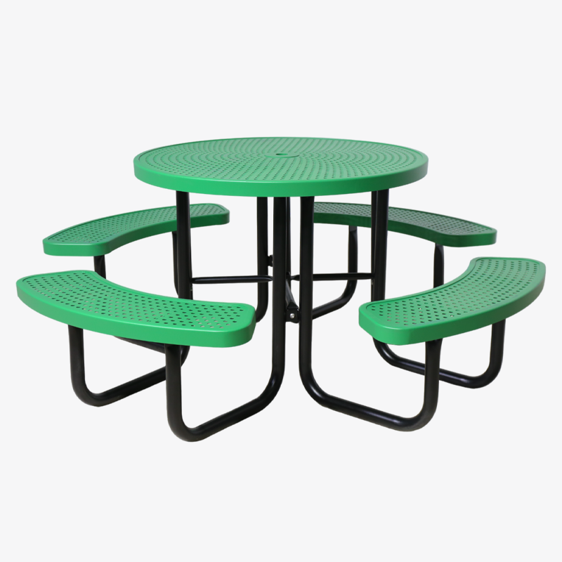 OEM Low Price Thermoplastic Coated Picnic Tables Round Perforated Metal ...