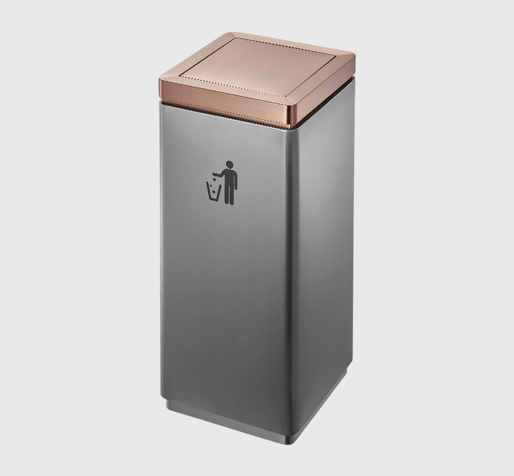 Shopping mall wall-mounted stainless steel hotel lobby fruit peels bins