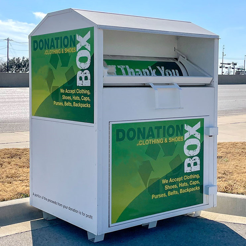 Large Outdoor Metal Clothing Donation Drop Off Collection Bins