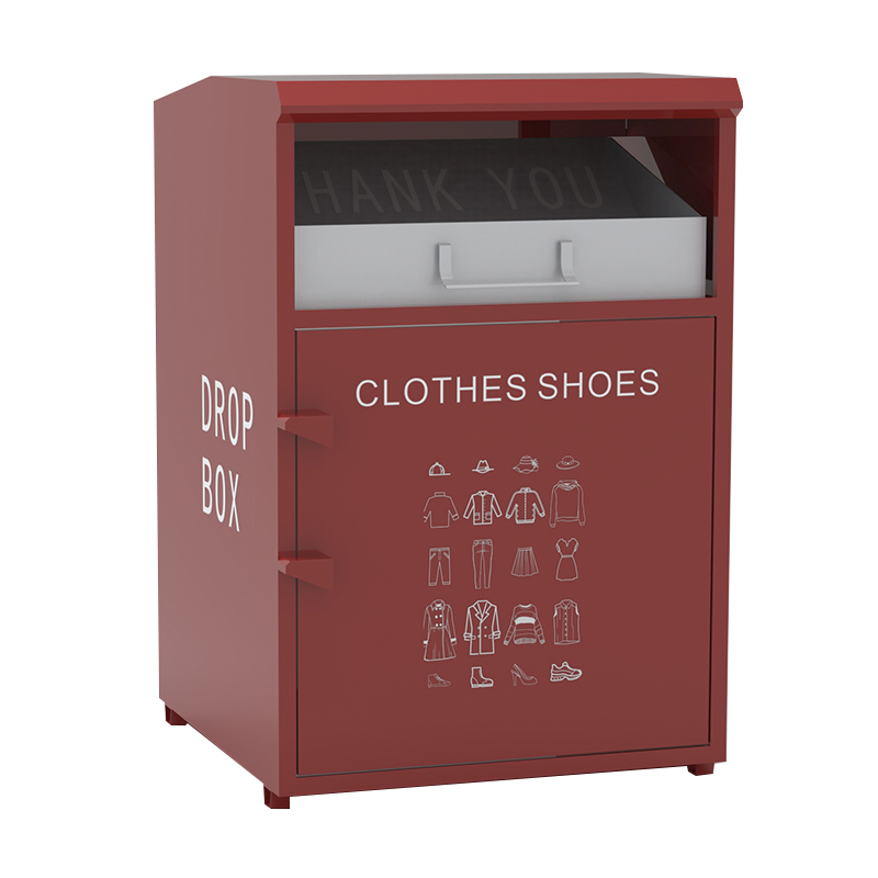 old clothes and shoe donation drop off container recycling bin