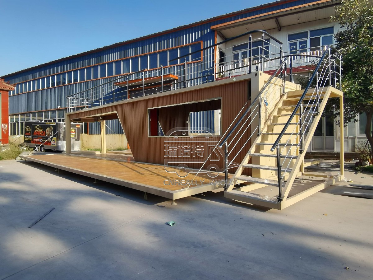 Two-Story Shipping Container Bar with Railing & Stairs | Cnreally Known