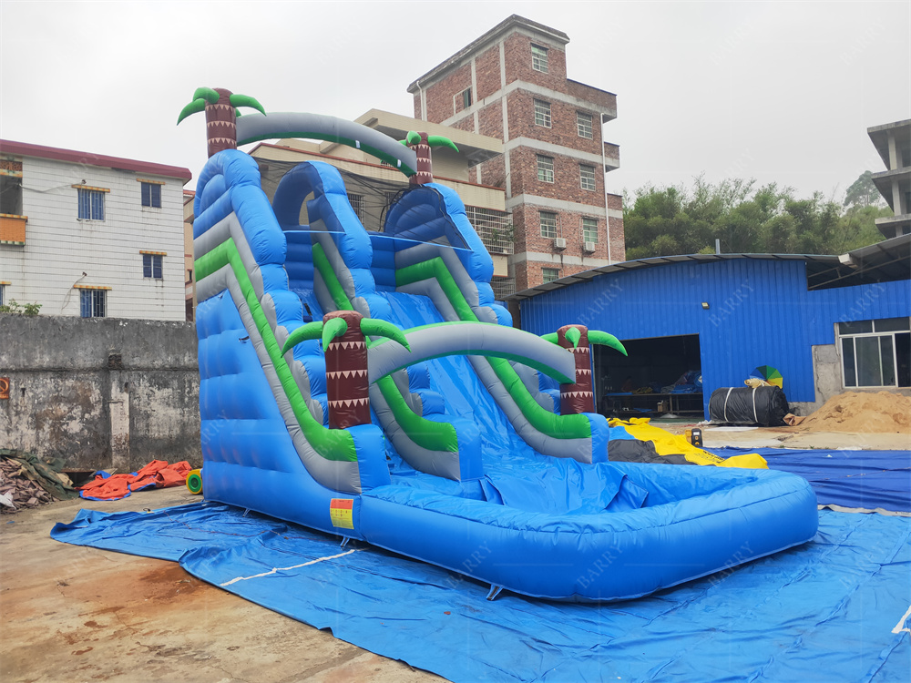 Tropical Waterslide Palm Tree Inflatable Water Slide with Pool | Barry ...