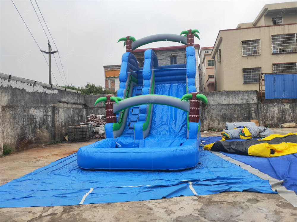Tropical Waterslide Palm Tree Inflatable Water Slide with Pool | Barry ...