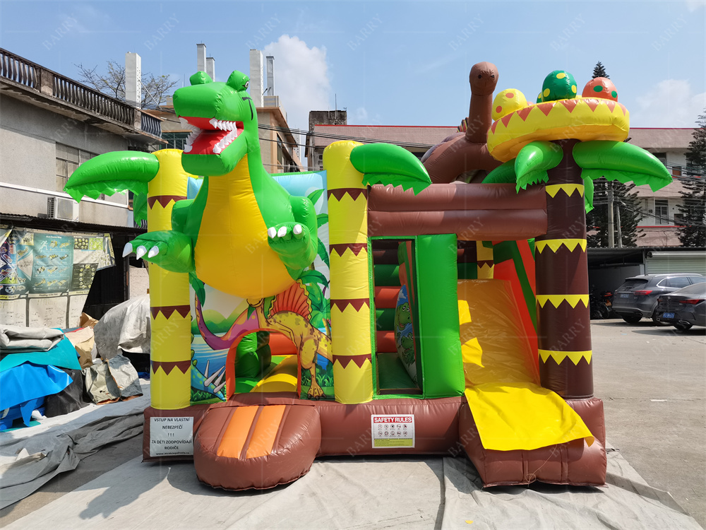 Dinosaur Moon Bounce Palm Tree Inflatable Bouncer with Slide | Barry ...