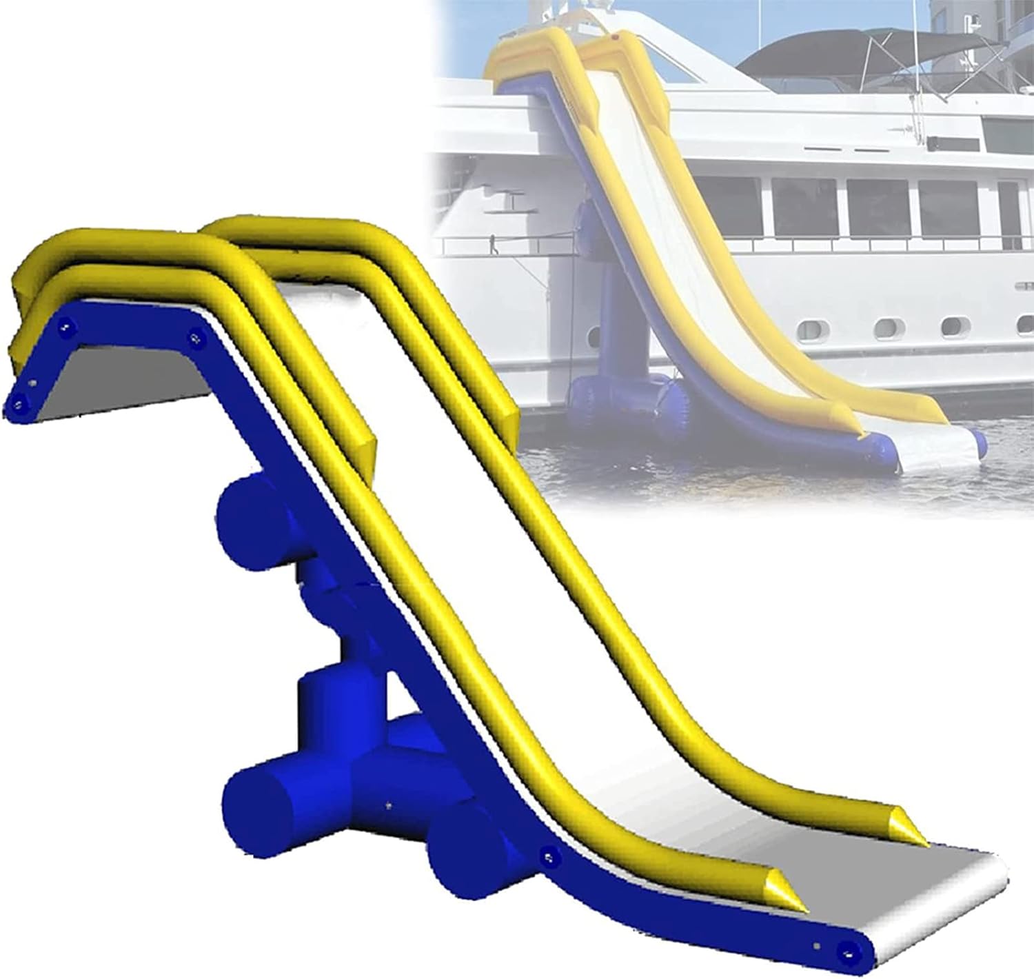 PVC Escape Slide Yellow Blue Deluxe Inflatable Yacht Slide with Climb ...