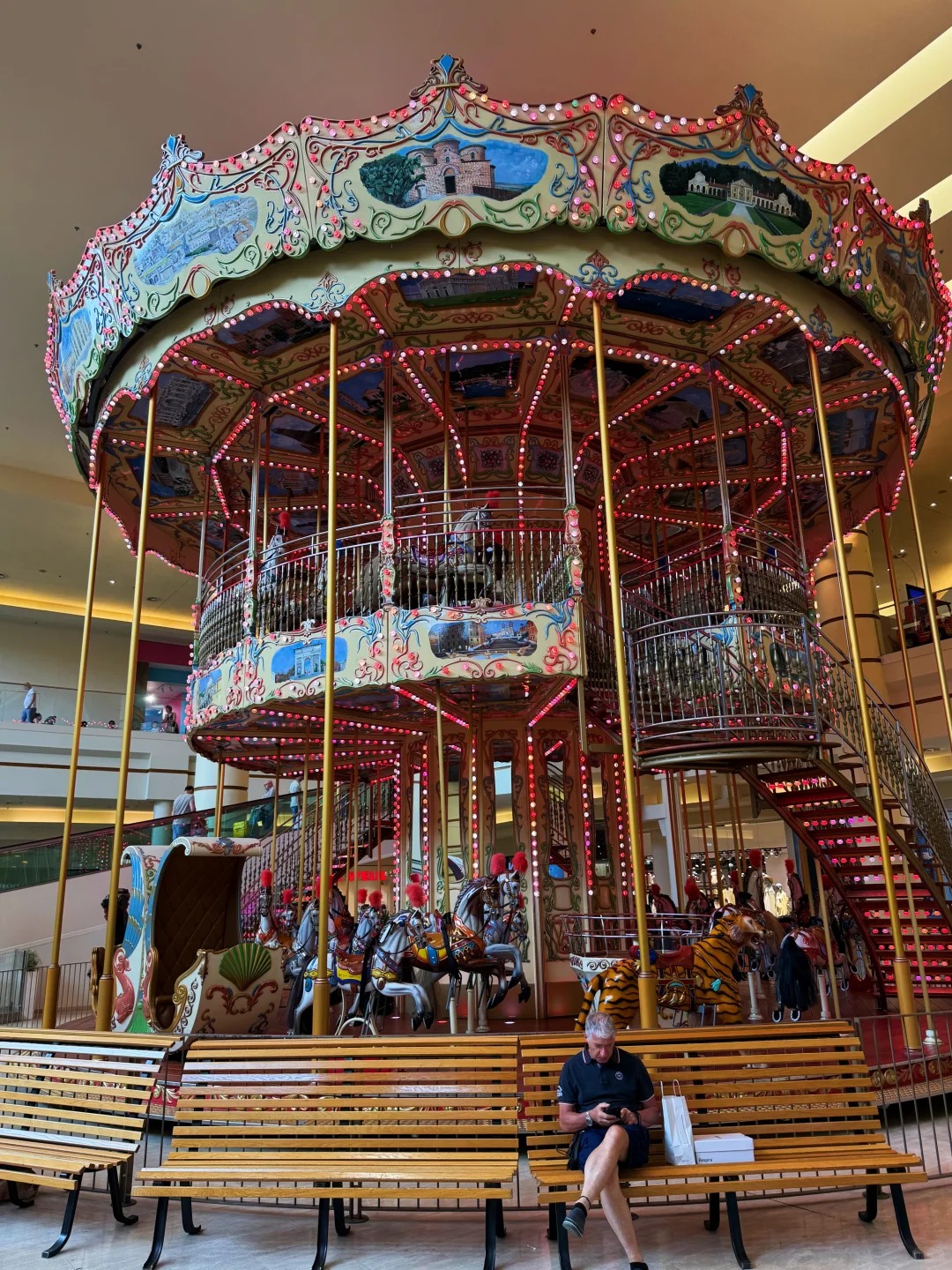 Double Deck Carousel with Hand-Painted Scenes & Exquisite Animal Seats ...