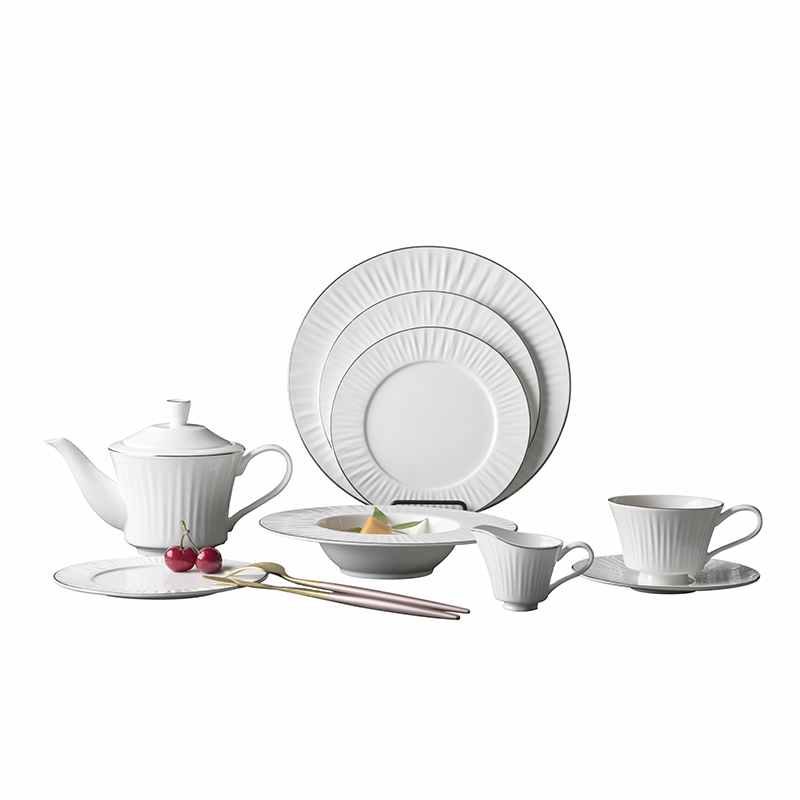 Expensive Silver Rim Luxury Dinner Set, Bone China Crockery for Hotel ...