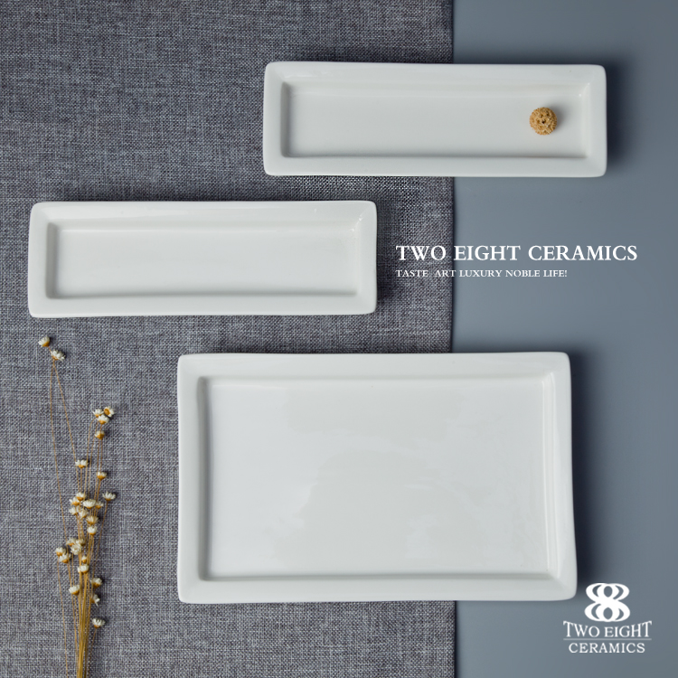 9.5" Rectangle Buffet Chafting Dish Ceramic Porcelain Flat Plate Bread ...