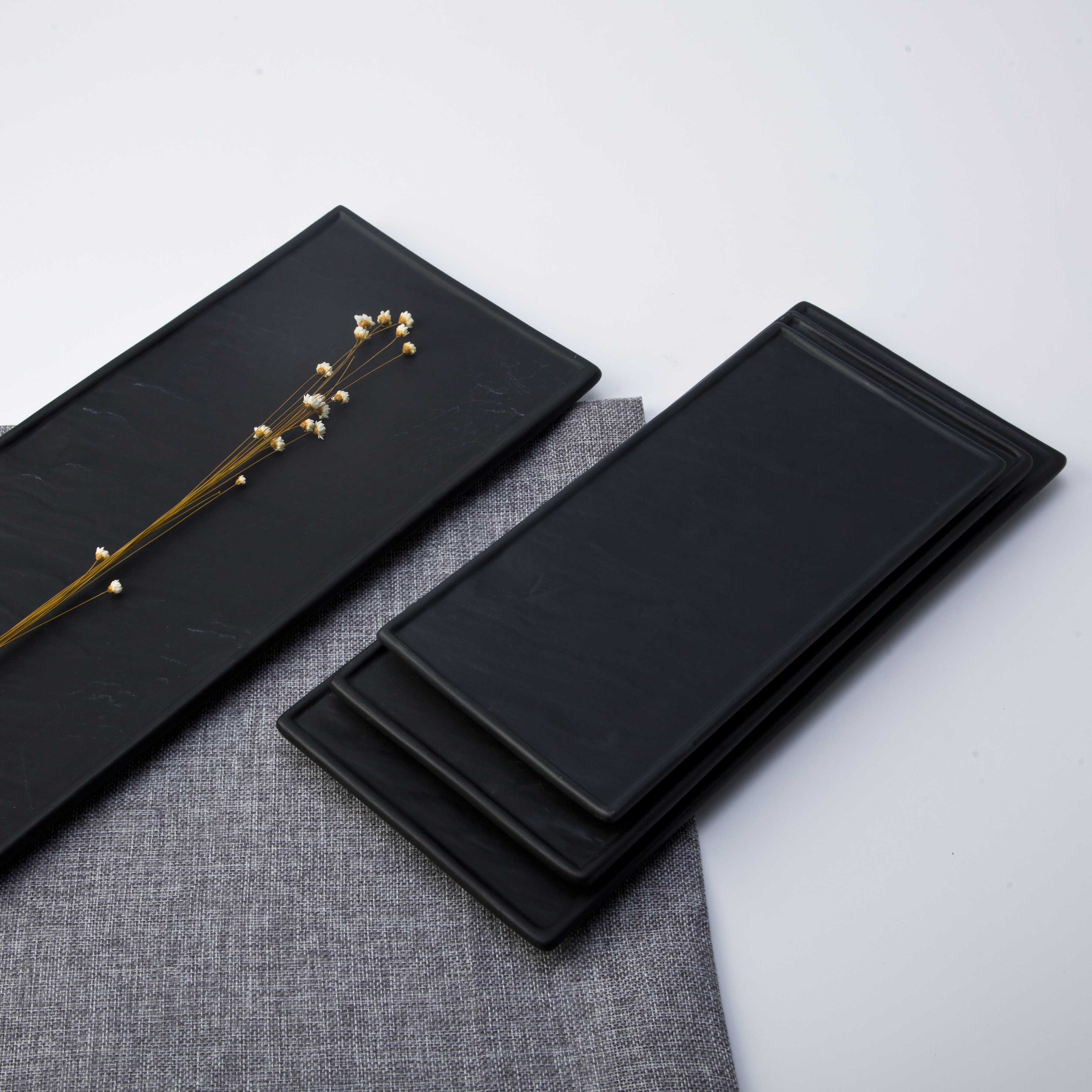 Popular Durable Event Plate Ceramic Dinner Plates Steak, Black Ceramic ...