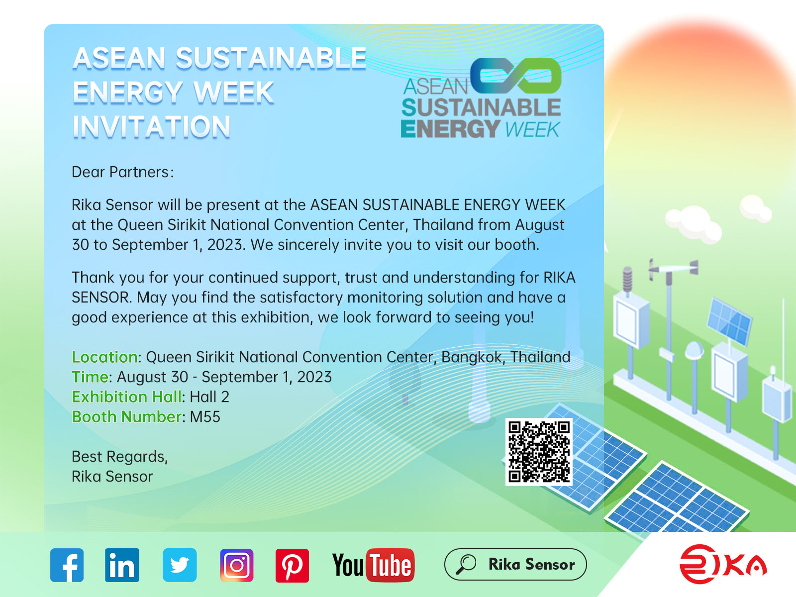 Asean Sustainable Energy Week Invitation | Rika Sensors
