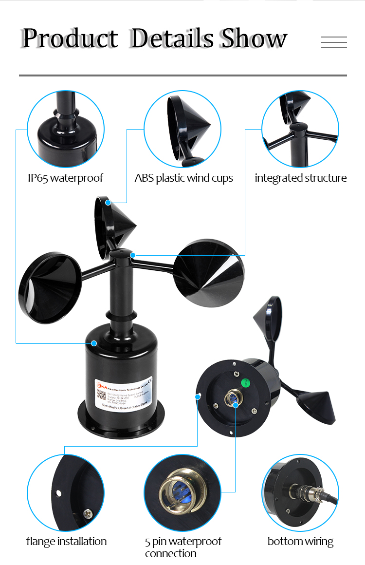 Rk100-02 Cheap Plastic Wind Speed Sensor / Detector, 3 Cup Wind ...