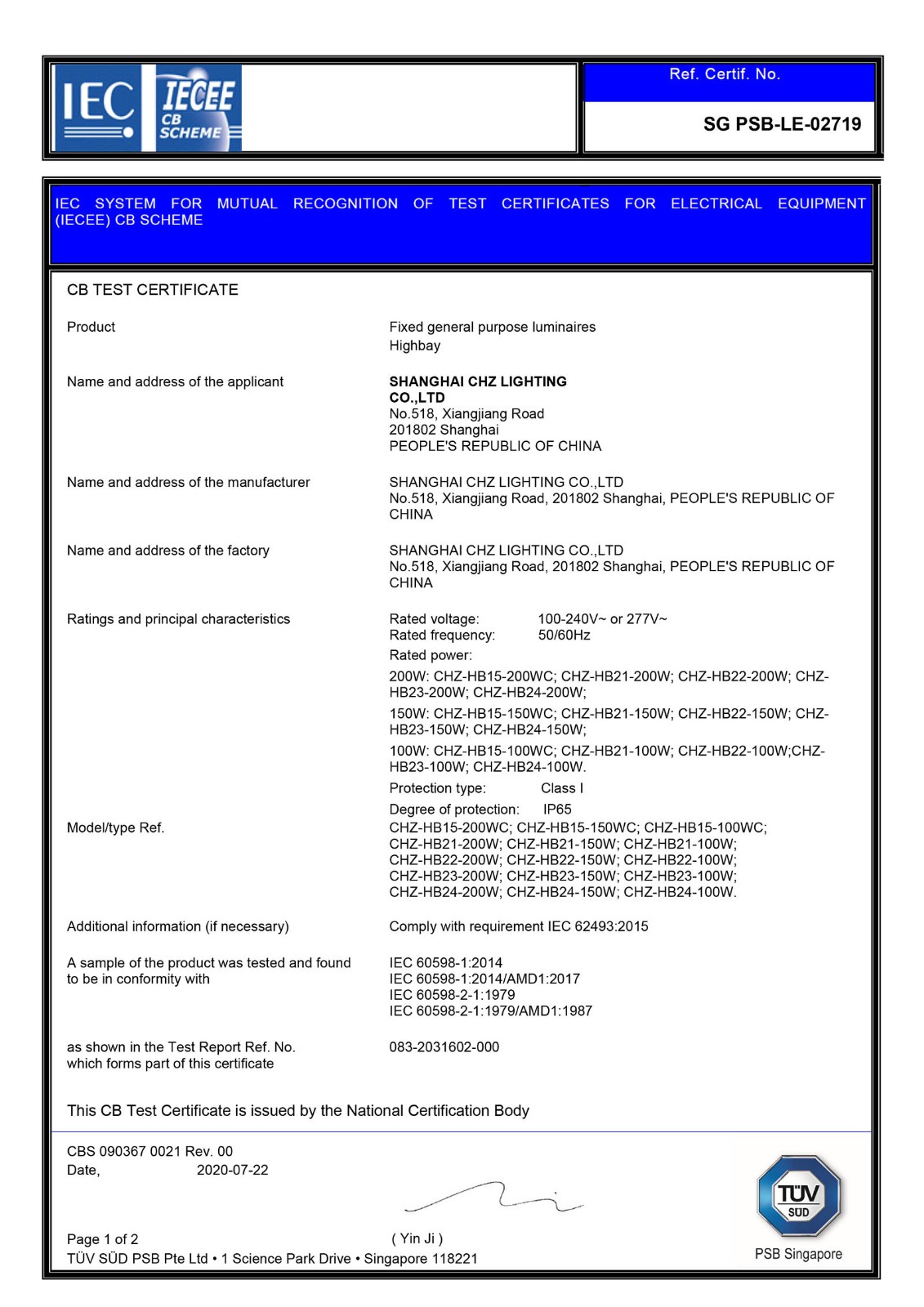 5 séries de luzes de fábrica passaram pela certificação Tuv, Cb ...