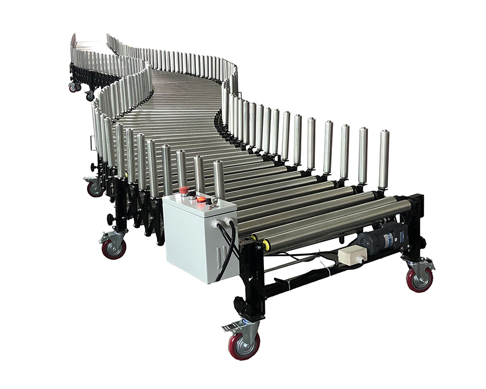 Extendable Power Roller Conveyor with Side Guide Rollers | Yifan Conveyor
