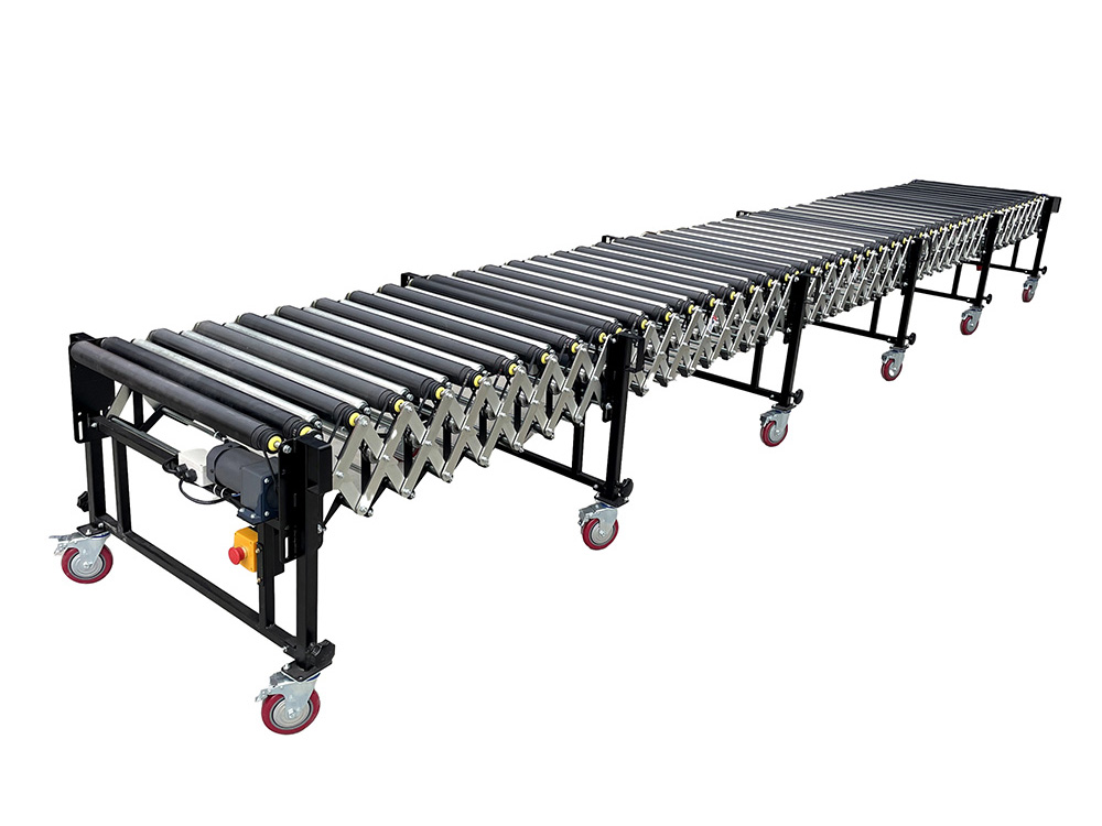 Transportador de rodillos motorizado telescópico de carga y descarga de ...