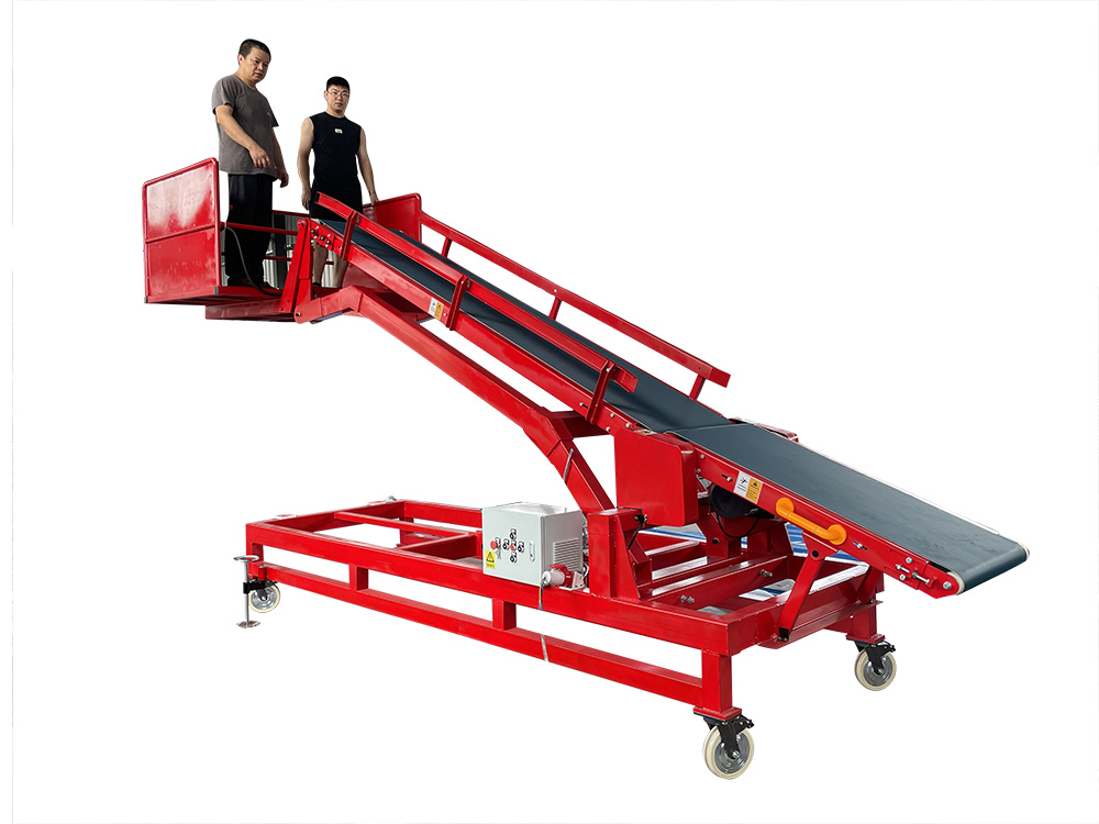 Truck Loading Unloading Conveyor with Worker Standing Platform | Yifan Conveyor