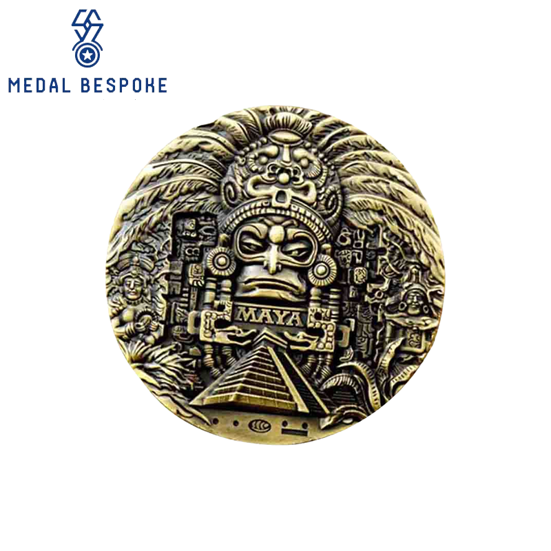 Customized Engraved Antique Bronze Mayan Style Challenge Coin — Medal ...
