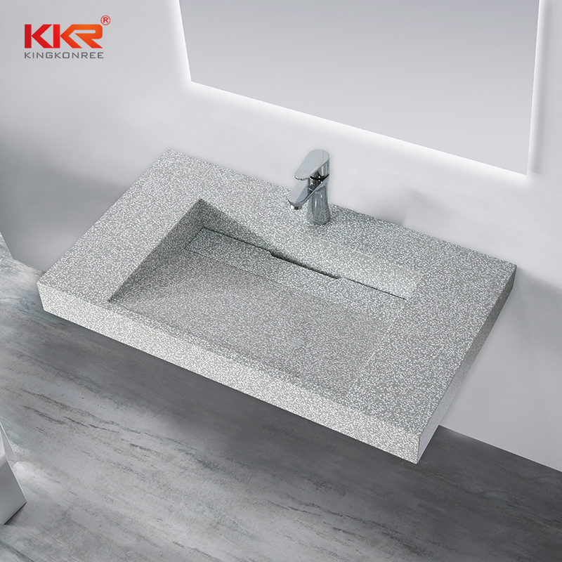 Solid Surface Stone Wall-hung Basin Ramp Sink with Drainage Cover Plate ...