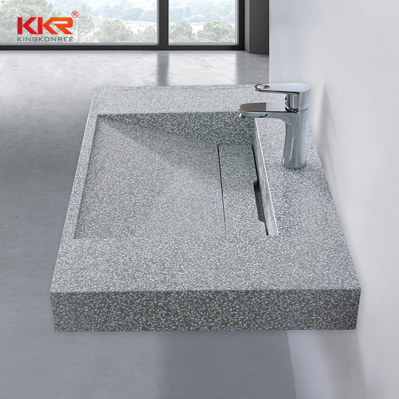 Solid Surface Stone Wall-hung Basin Ramp Sink with Drainage Cover Plate ...