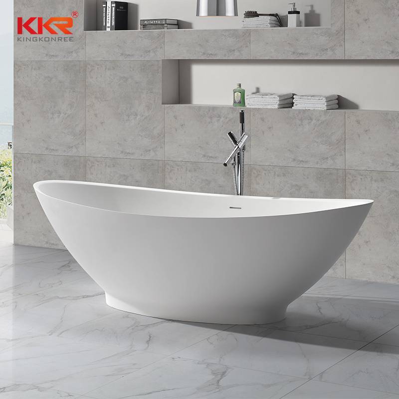 Big Size White Polymarble Acrylic Solid Surface Freestanding Bathtub | KingKonree