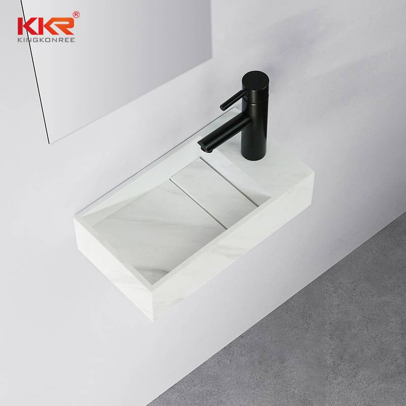 Acrylic Solid Surface Resin Stone Wall Hung Mounted Hand Wash Sink | KingKonree