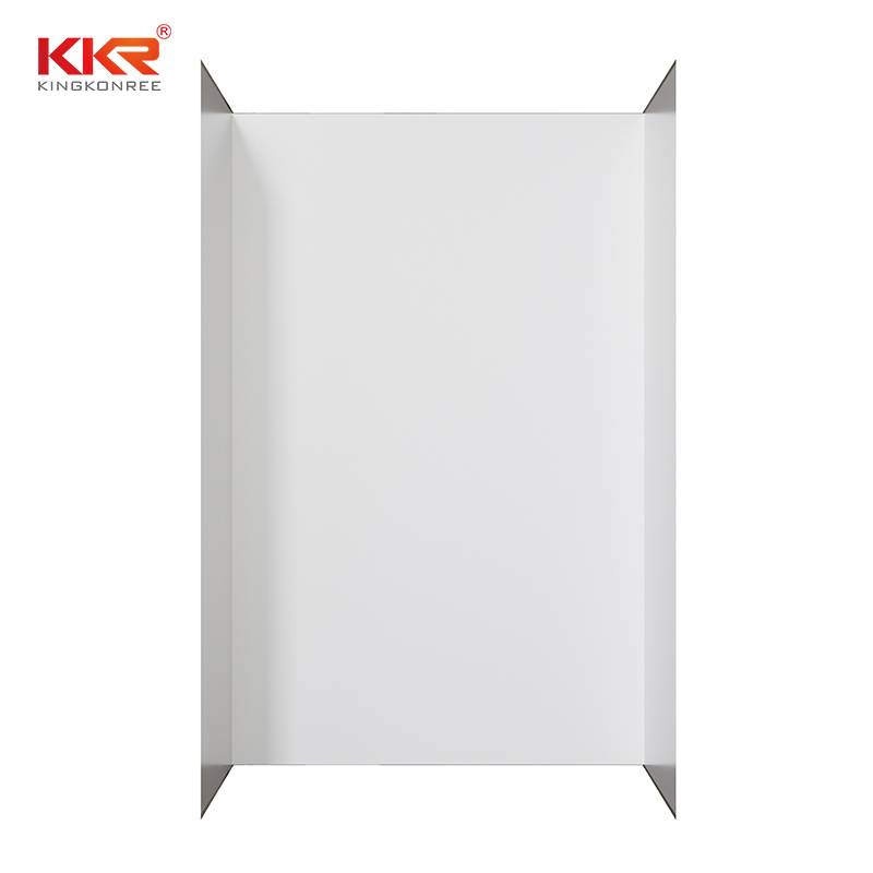 Kingkonree Smooth Vertical Culture Marble White Shower Wall Panel Shower Surround Tubs