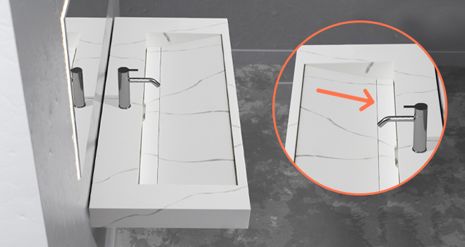 White Marble Carrara Solid Surface Bathroom Slope Sink Wash Basin KKR-M8858