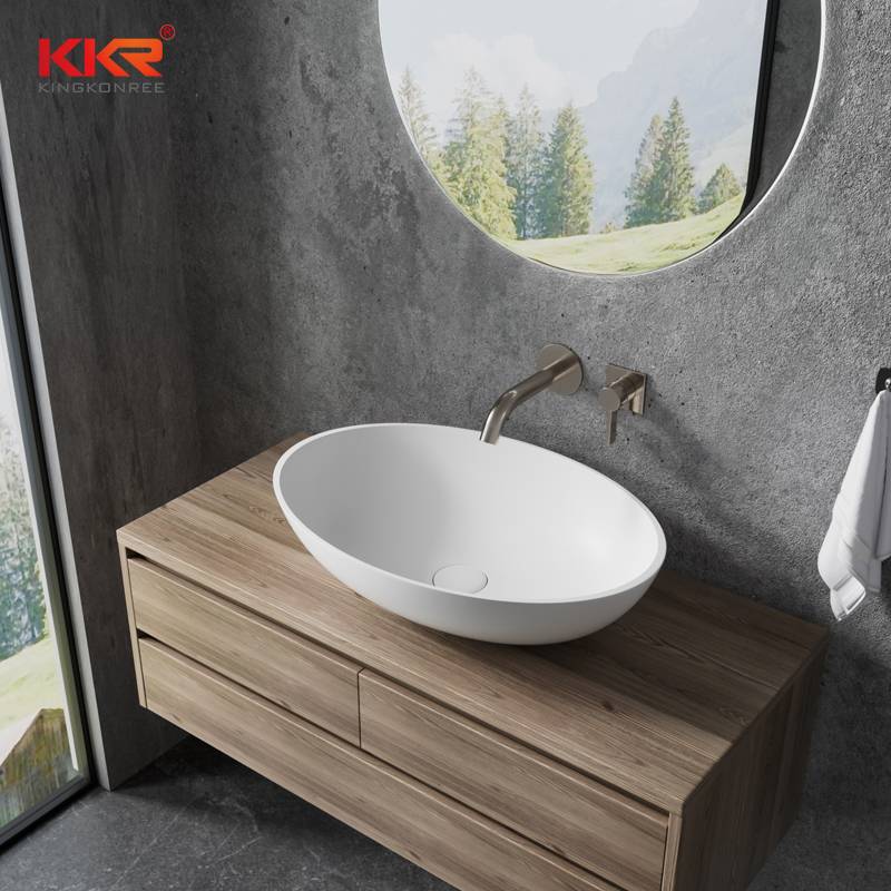 Hotel Luxury Ultra-thin Edge 6mm Solid Surface Matte White Wash Basin ...