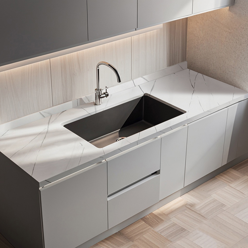 Custom Marble White Solid Surface Countertop for Kitchen