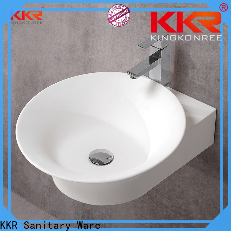 Brown Wall Hung Small Cloakroom Basin Design for Bathroom | KingKonree
