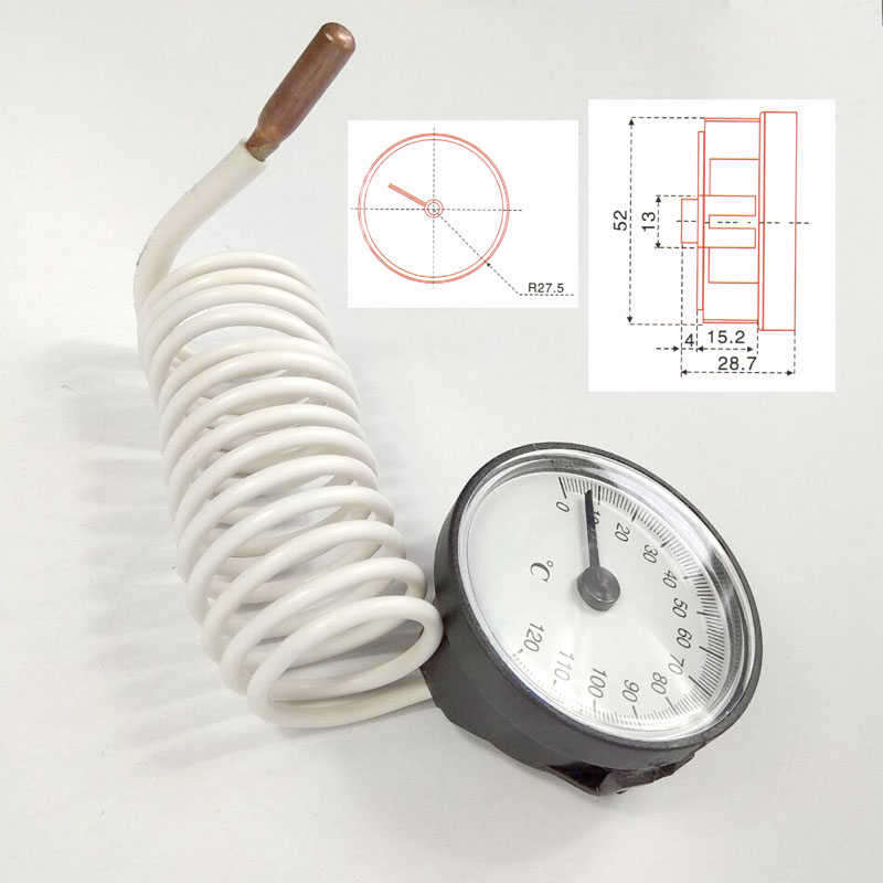 Industrial Dial Steam Boiler Capillary Thermometer Temperature Gauge ...