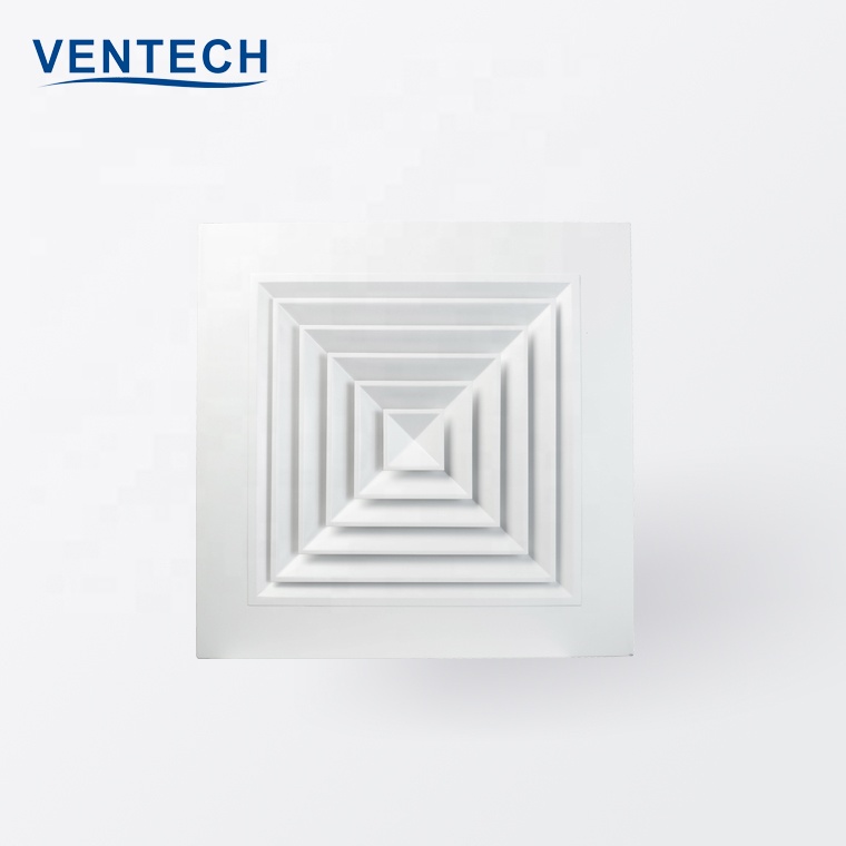 Hvac Air Conditioner Ceiling Tile 4 Way Square Air Diffuser-Ventech