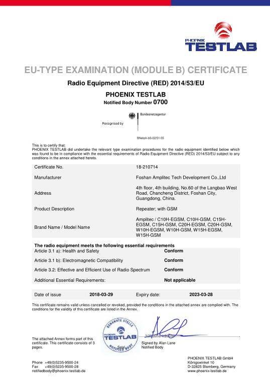 Ce Certification 1-amplitec Corporation