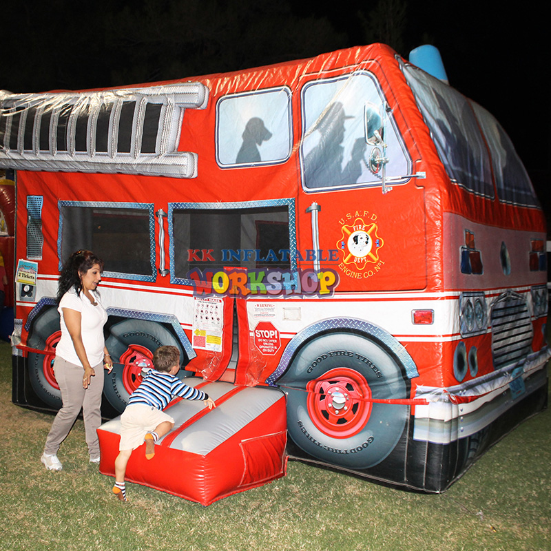 Inflatable Fire Station Bouncer, Jumping Bouncy Castle House for Party ...