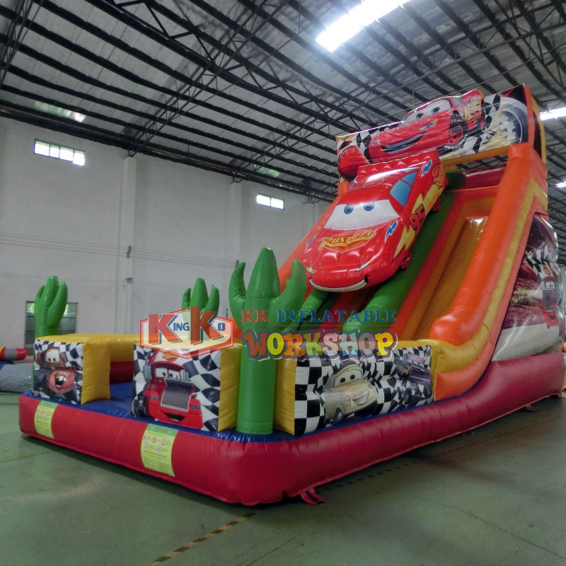 Children's Park Double Channel Inflatable Volcano Wave Dry Slide ...